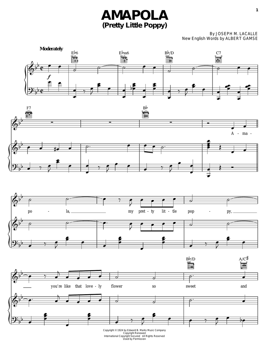 Amapola (Pretty Little Poppy) by Albert Gamse - Guitar, Piano, Voice ...