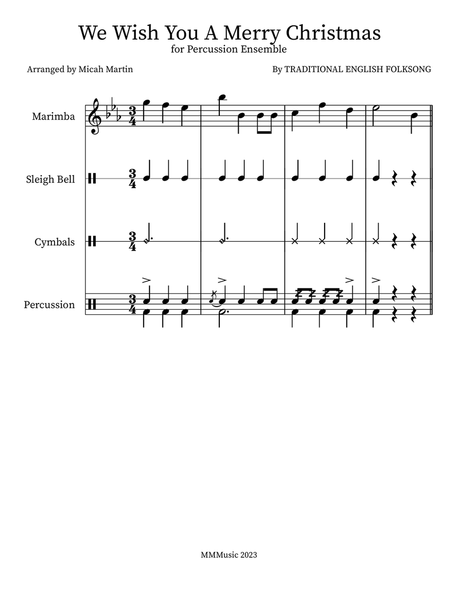 We Wish You A Merry Christmas by English Folk Song - Percussion ...