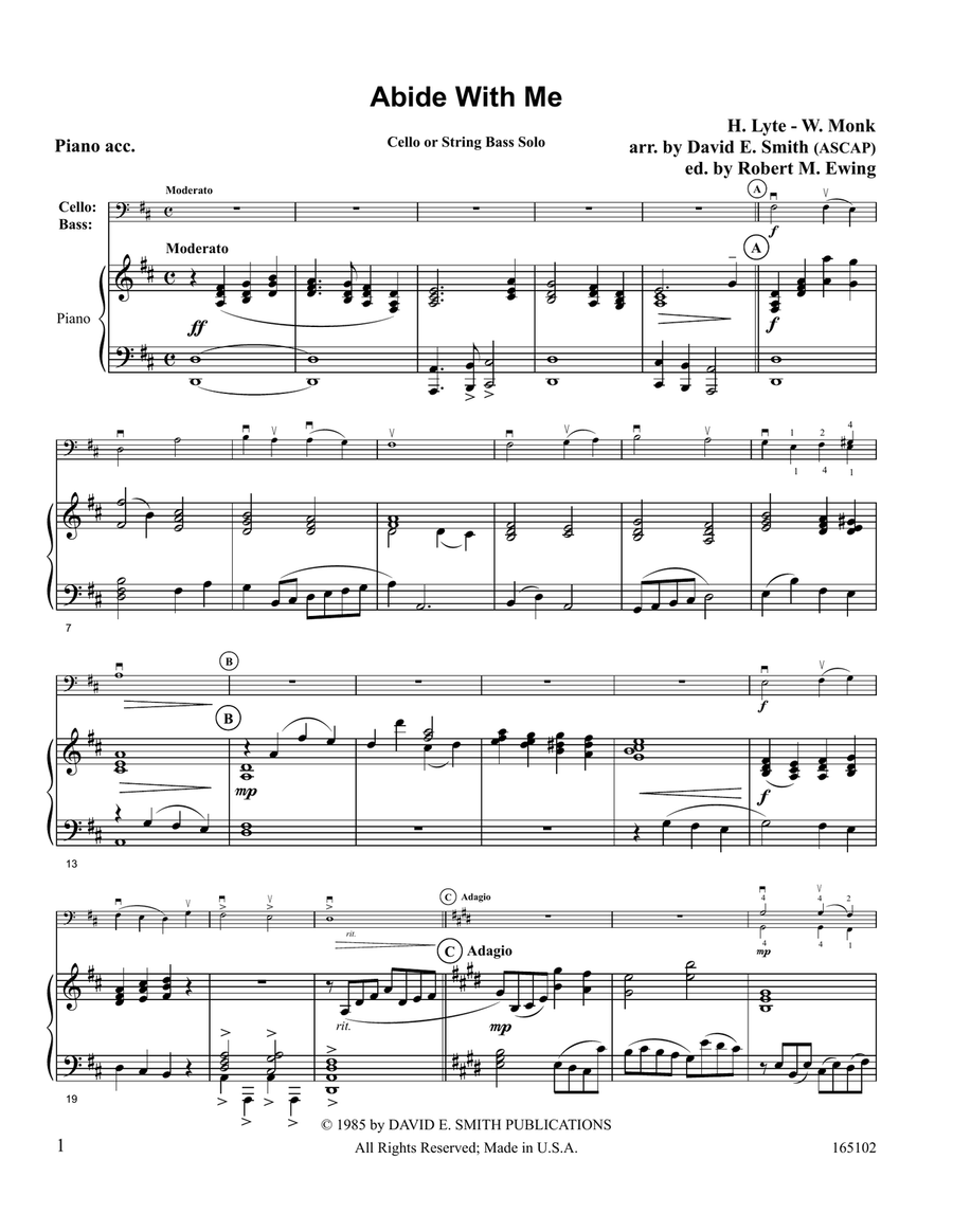 Abide With Me - Cello Solo - Beginning Digital Sheet Music | Sheet ...