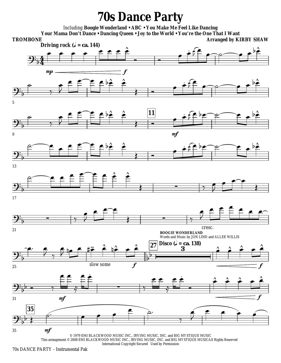 70s Dance Party (Medley) - Trombone by Kirby Shaw - Choir - Digital ...