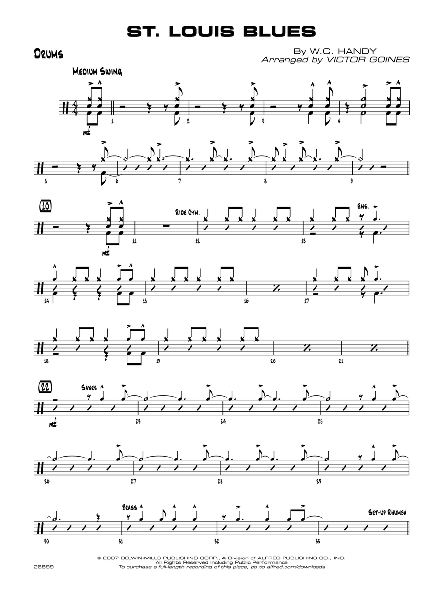 St. Louis Blues: Drums - Jazz Ensemble - Digital Sheet Music | Sheet ...