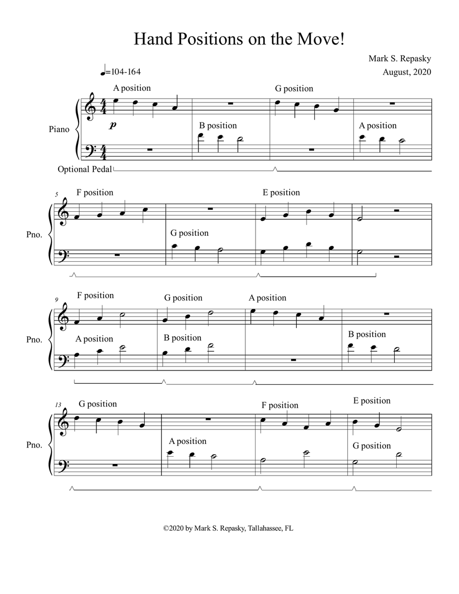 Hand Positions on the Move - Piano Method - Digital Sheet Music | Sheet ...