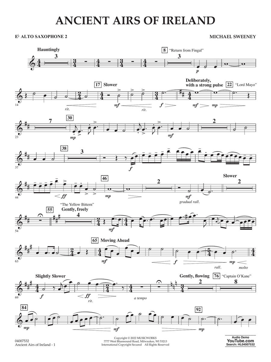 Ancient Airs Of Ireland Eb Alto Saxophone 2 By Michael Sweeney