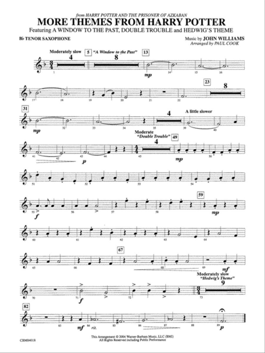 Harry Potter and the Prisoner of Azkaban, More Themes from: B-flat ...