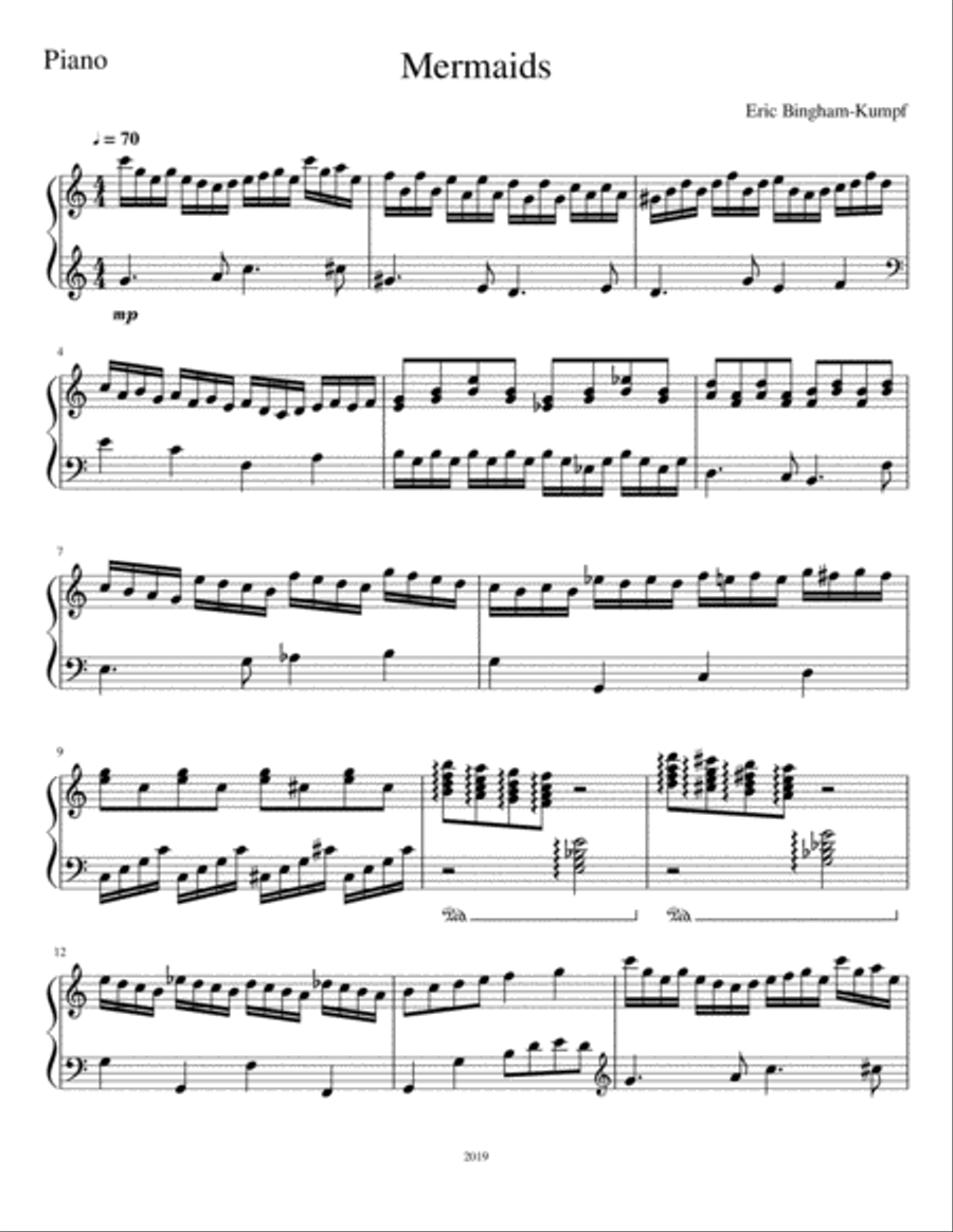 Mermaids by Eric Bingham-Kumpf - Piano Solo - Late Intermediate Digital ...