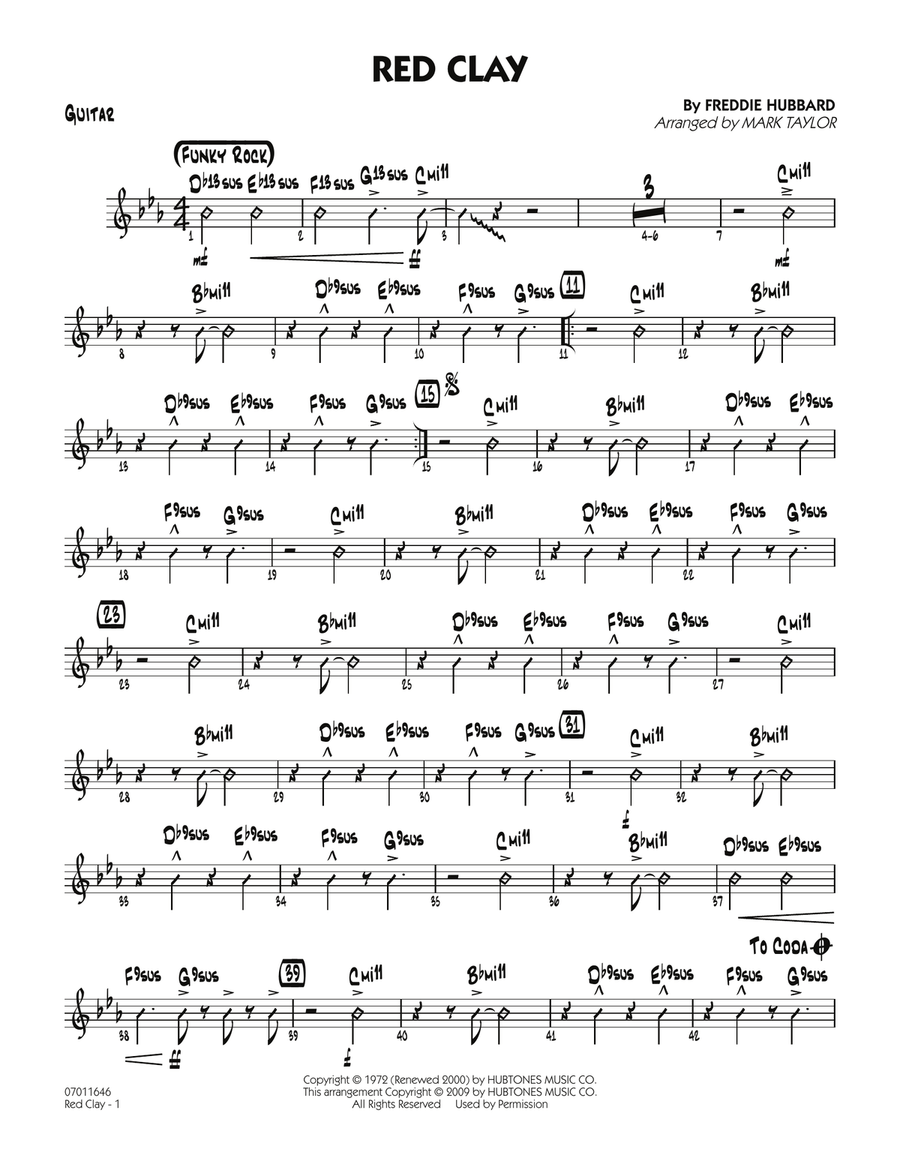 Red Clay - Guitar by Freddie Hubbard - Jazz Ensemble - Digital Sheet ...