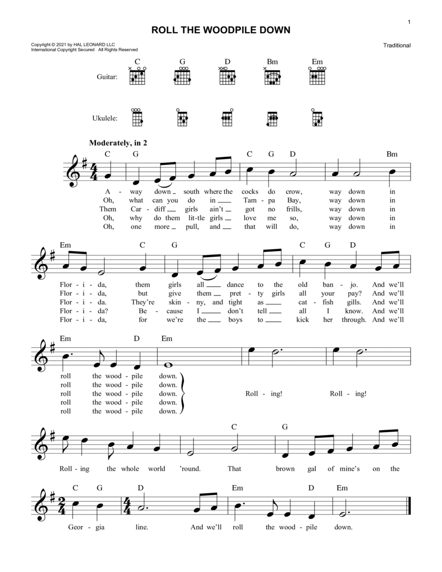 Roll The Woodpile Down - Piano - Digital Sheet Music | Sheet Music Plus