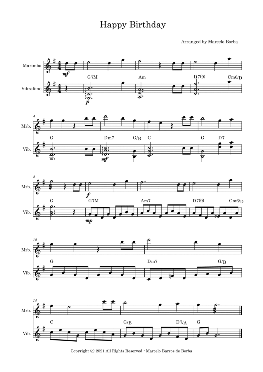 Happy Birthday - Parabéns Pra Você (Vibes and Marimba) - Marimba ... Happy Birthday - Parabéns Pra Você (Vibes and Marimba) - Marimba ...