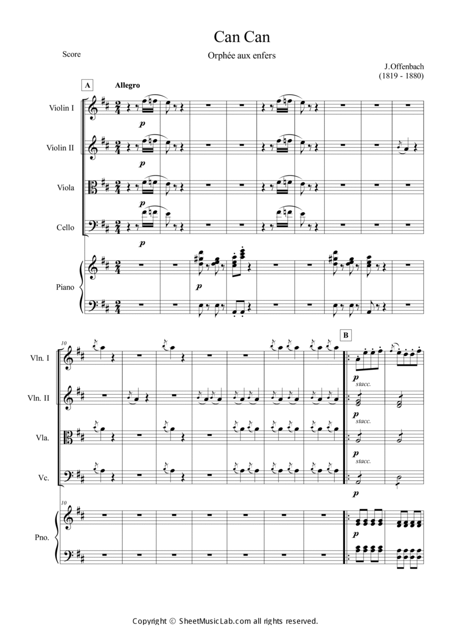 Can Can (from Orpheus in the Underworld) by Jacques Offenbach - Cello ...