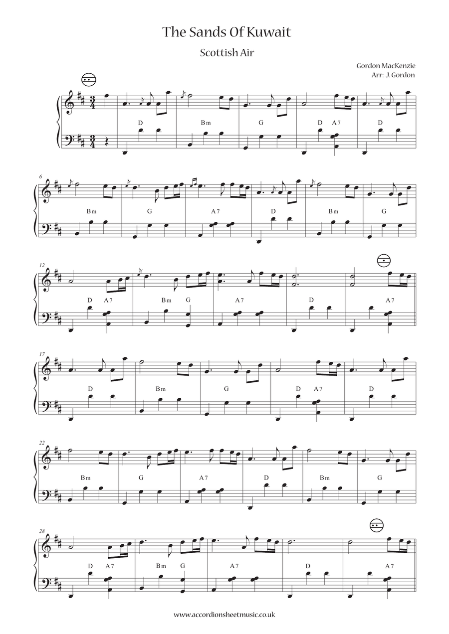 The Sands Of Kuwait Accordion Digital Sheet Music Sheet Music Plus