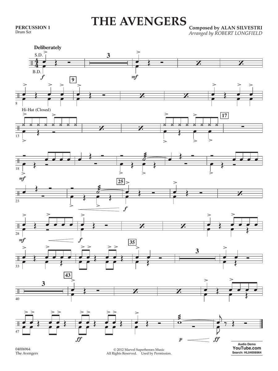 The Avengers (arr. Robert Longfield) - Percussion 1 by Alan Silvestri ...