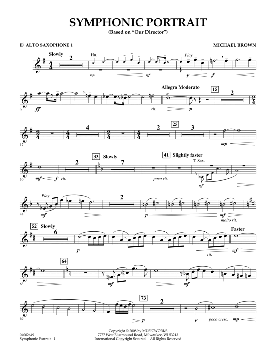 Symphonic Portrait Based On Our Director Eb Alto Saxophone 1 By