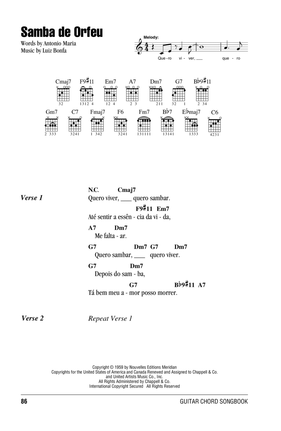 Samba De Orfeu By Luiz Bonfa Electric Guitar Digital Sheet Music
