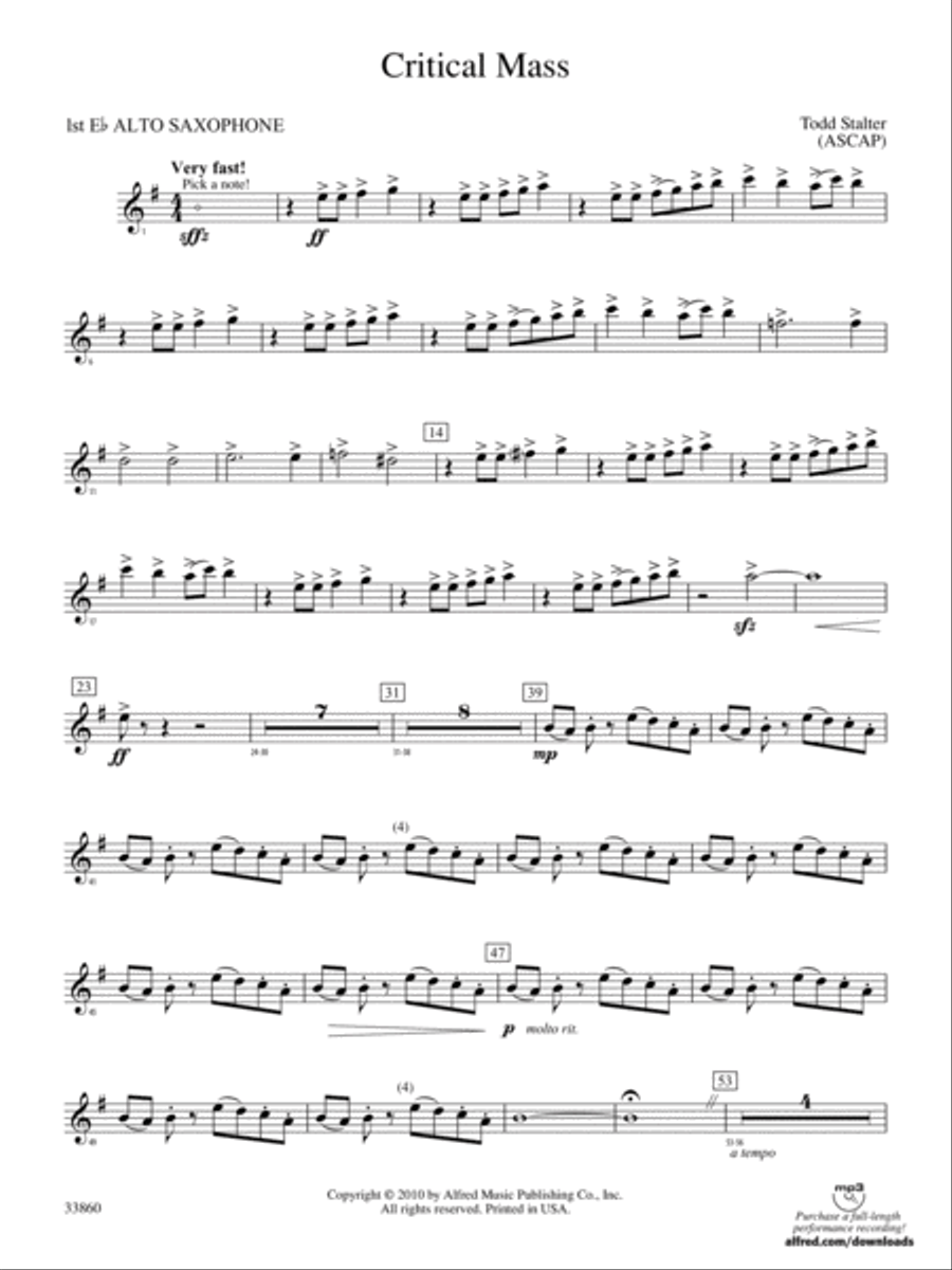 Critical Mass: E-flat Alto Saxophone by Todd Stalter - Concert Band ...