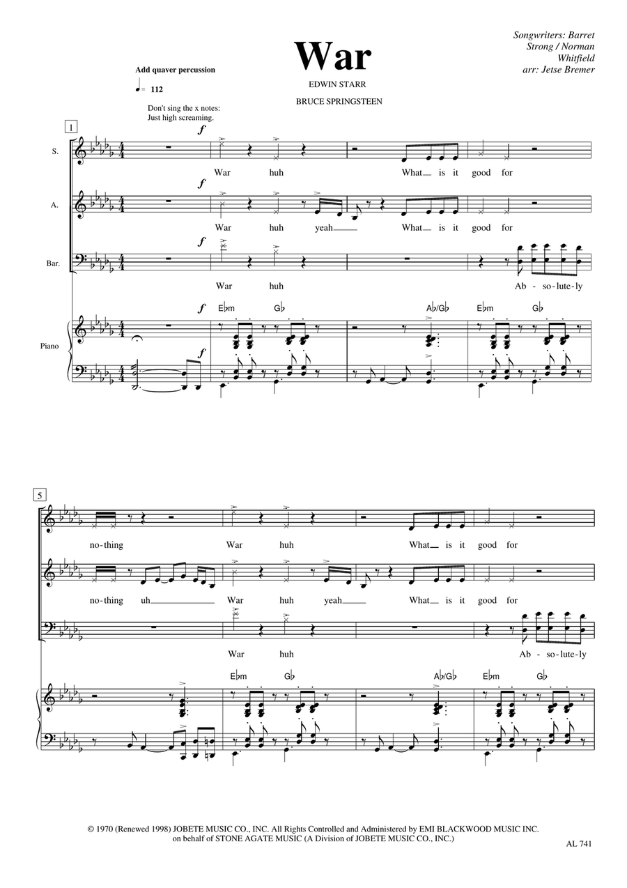 War by The Temptations - 3-Part - Digital Sheet Music | Sheet Music Plus