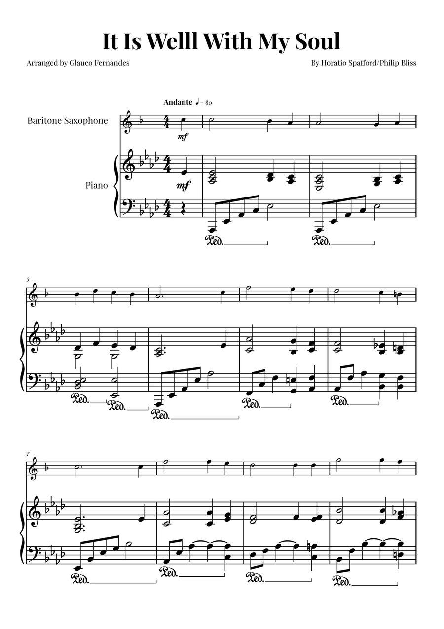 It Is Well With My Soul - Piano, Baritone Saxophone, Saxophone Solo ...