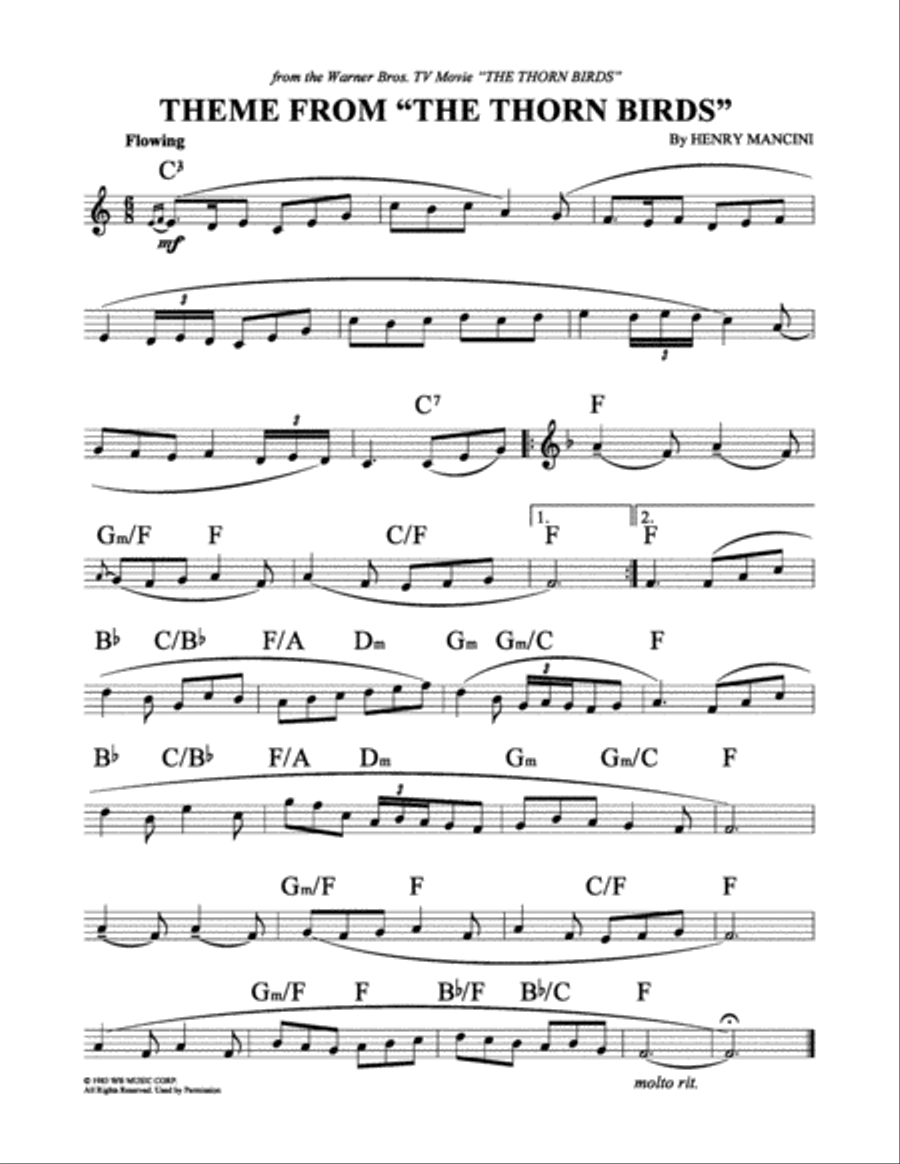 The Thorn Birds Theme By Henry Mancini School And Community Digital