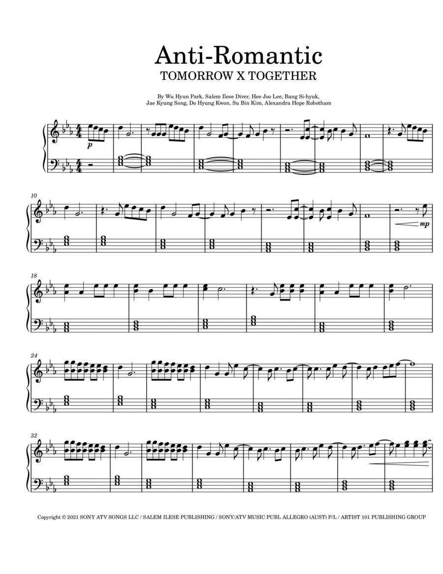 Anti-romantic - Piano Method - Digital Sheet Music | Sheet Music Plus