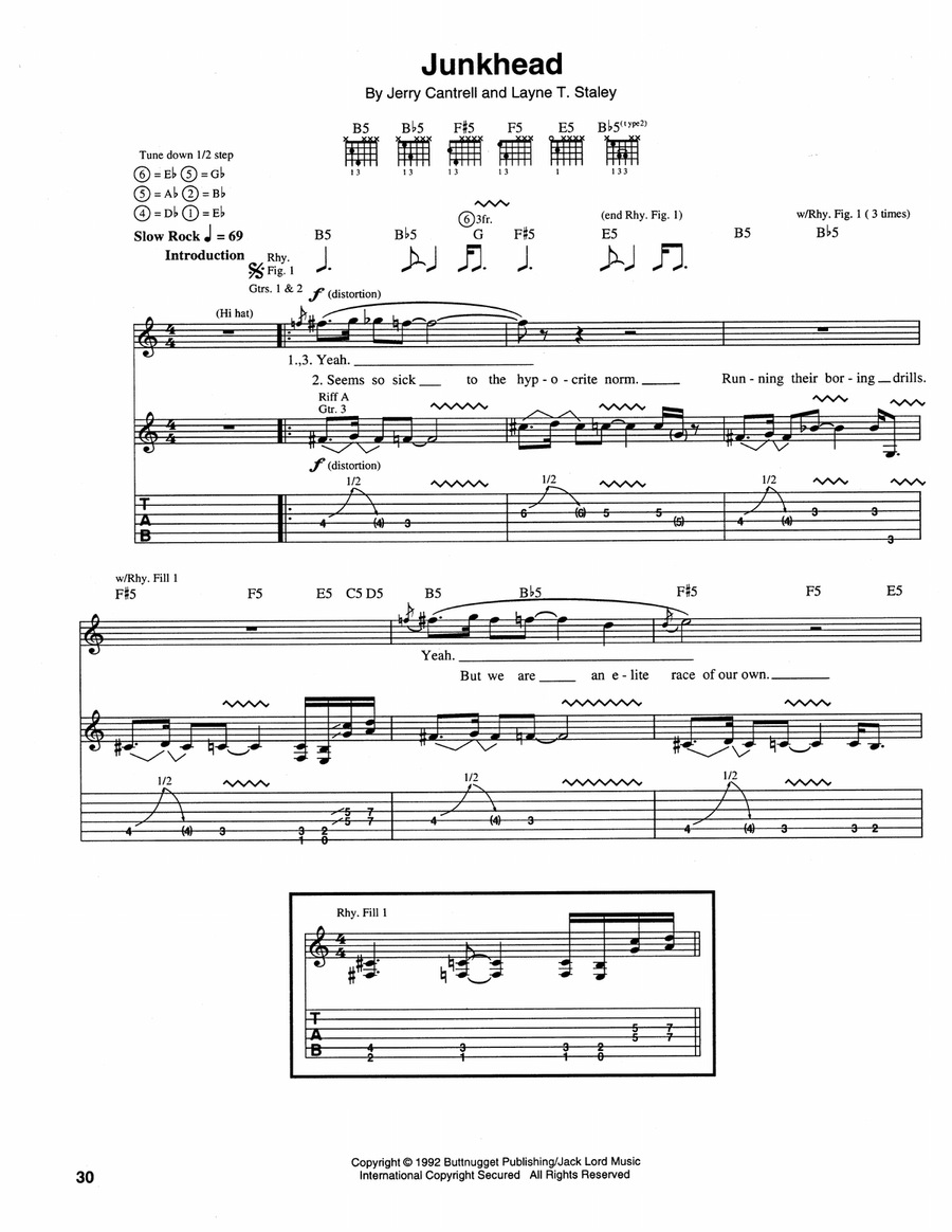 Junkhead by Alice In Chains - Acoustic Guitar - Digital Sheet Music ...