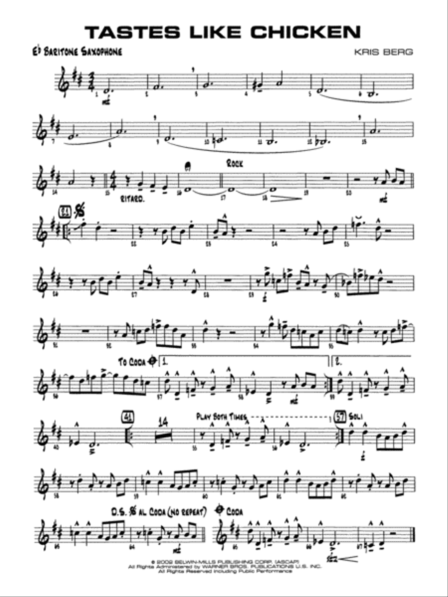 Tastes Like Chicken E Flat Baritone Saxophone By Kris Berg Jazz