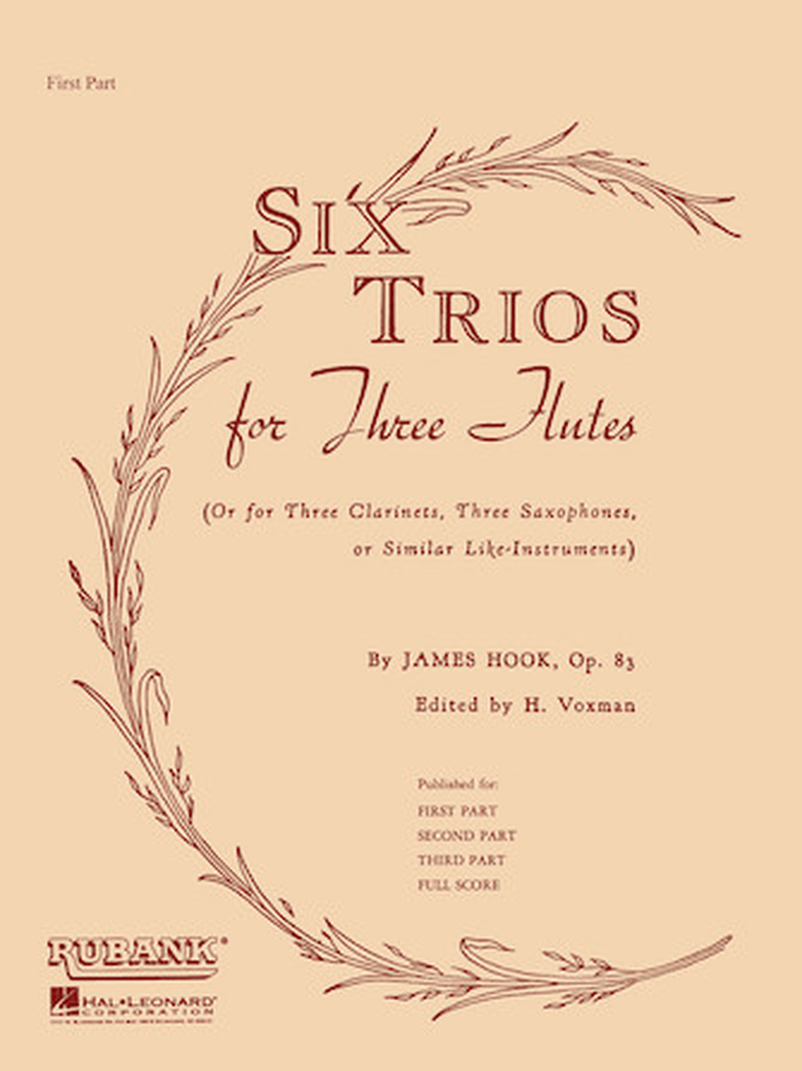 Six Trios for Three Flutes, Op. 83 by James Hook - Clarinet, Flute ...