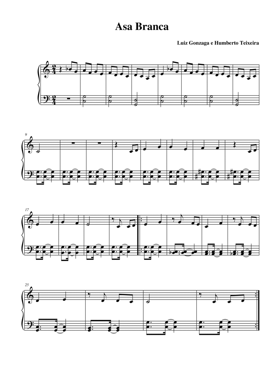 Asa Branca - Easy Piano - Digital Sheet Music | Sheet Music Plus Asa Branca - Easy Piano - Digital Sheet Music | Sheet Music Plus