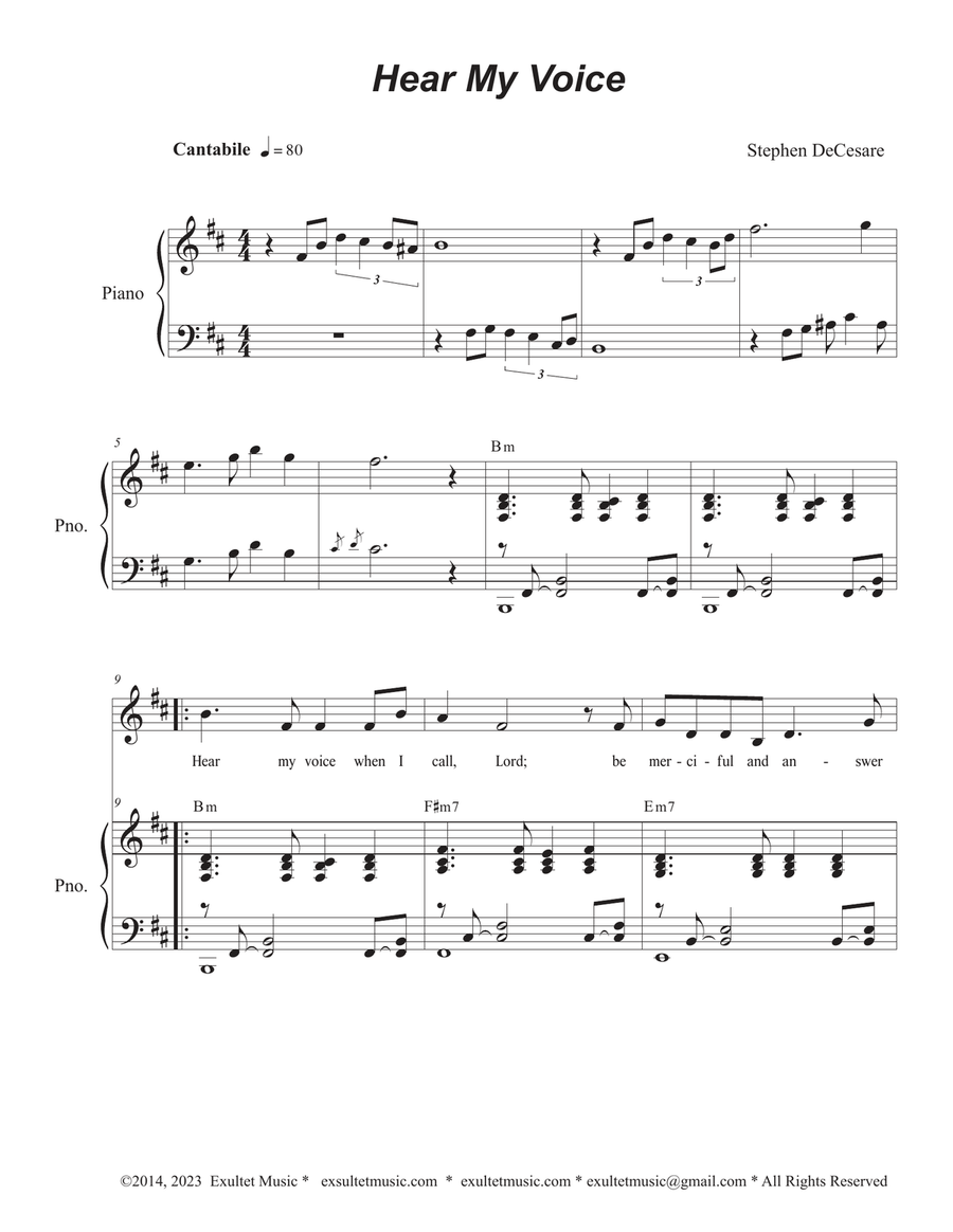 Hear My Voice (Vocal solo - Medium Key) by Stephen DeCesare - Piano ...