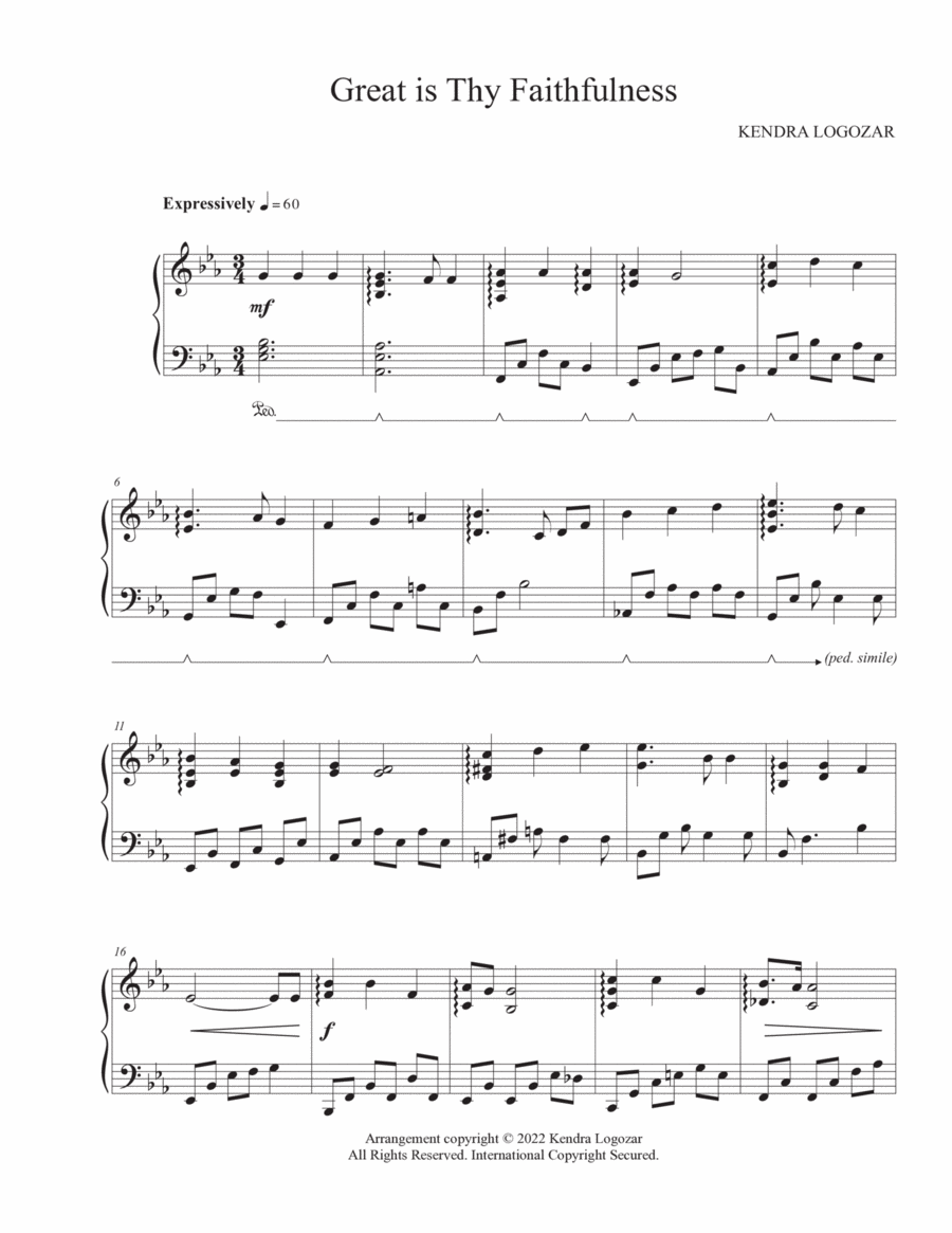 Great is Thy Faithfulness - Modern Hymn Arrangement by William Runyan ...