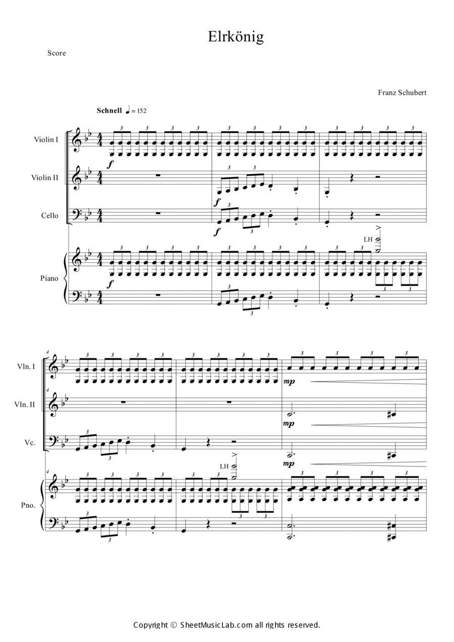 Erlkonig Op. 1 (D. 328) by Franz Schubert - Piano Quartet - Digital ... Erlkonig Op. 1 (D. 328) by Franz Schubert - Piano Quartet - Digital ...