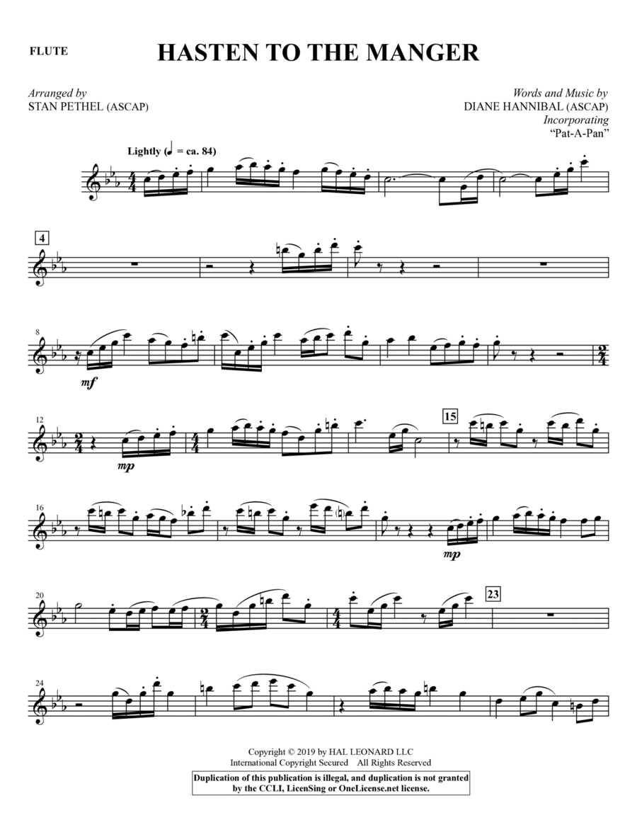Hasten to the Manger (With "Pat-A-Pan") (arr. Stan Pethel) - Flute by ...