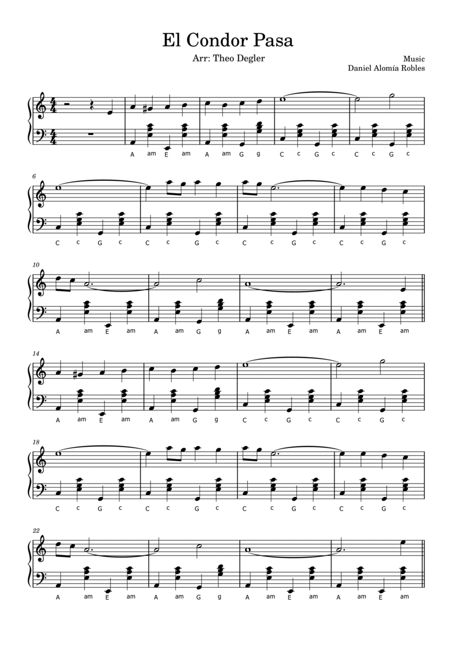 El Condor Pasa - Accordion - Digital Sheet Music | Sheet Music Plus