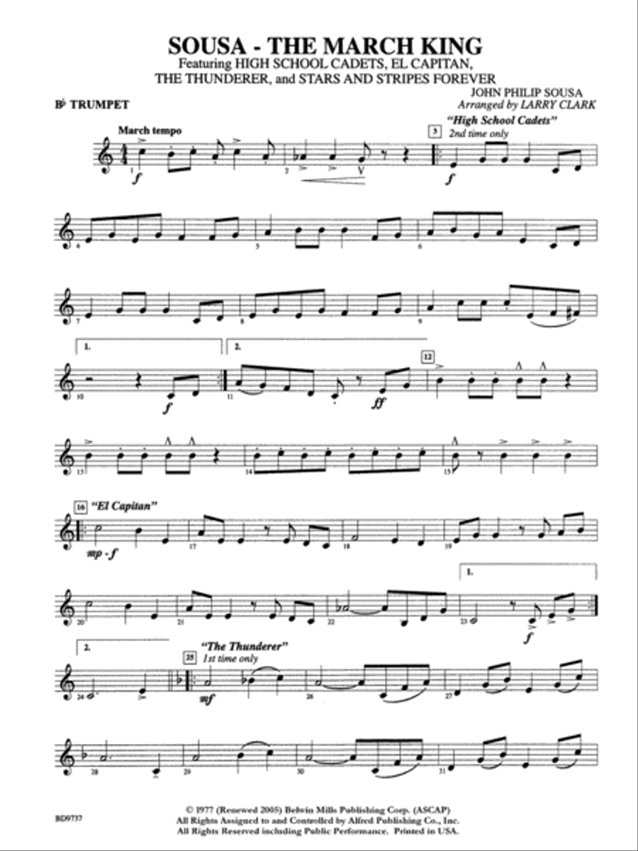Sousa - The March King: 1st B-flat Trumpet by John Philip Sousa ...