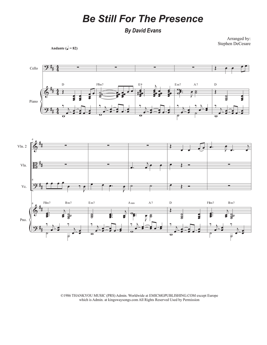 Be Still For The Presence by Stephen DeCesare - Cello, Viola, Violin ...