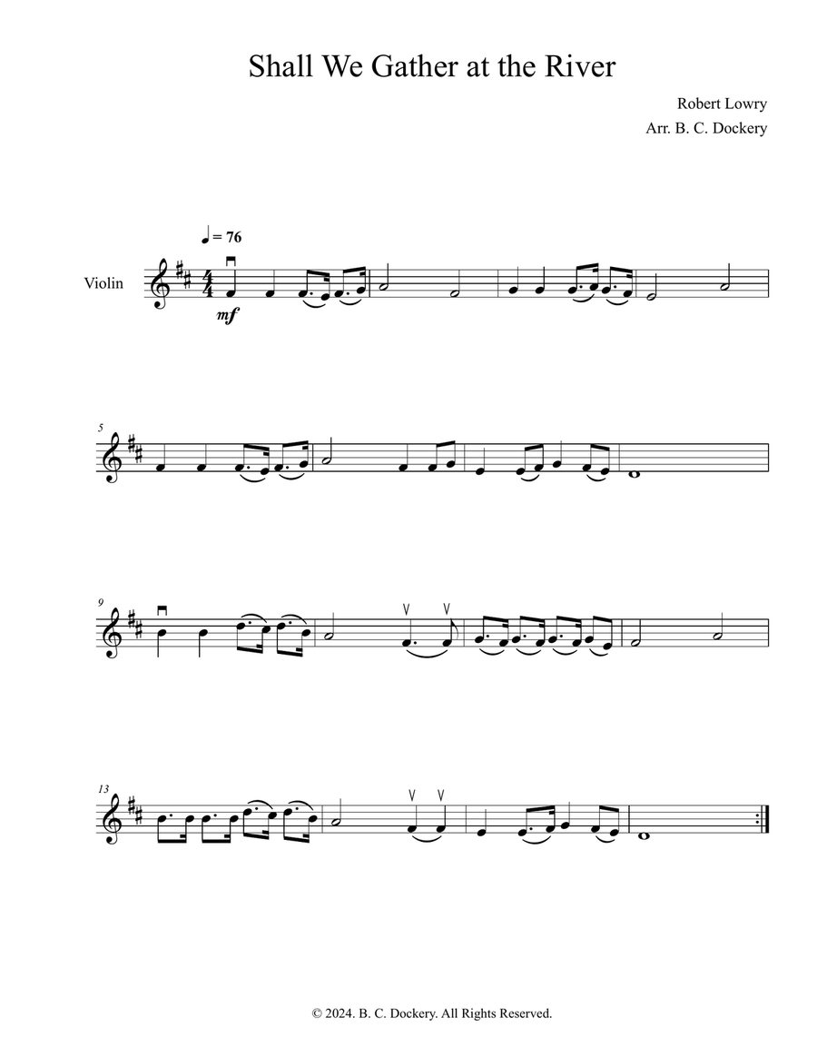 Shall We Gather at the River (Violin Solo) by Robert Lowry - Violin ...