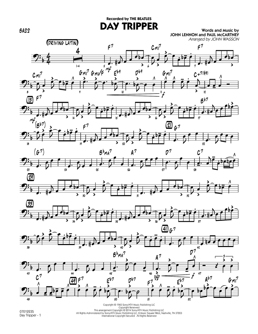 Day Tripper - Bass by The Beatles - Jazz Ensemble - Digital Sheet Music ...