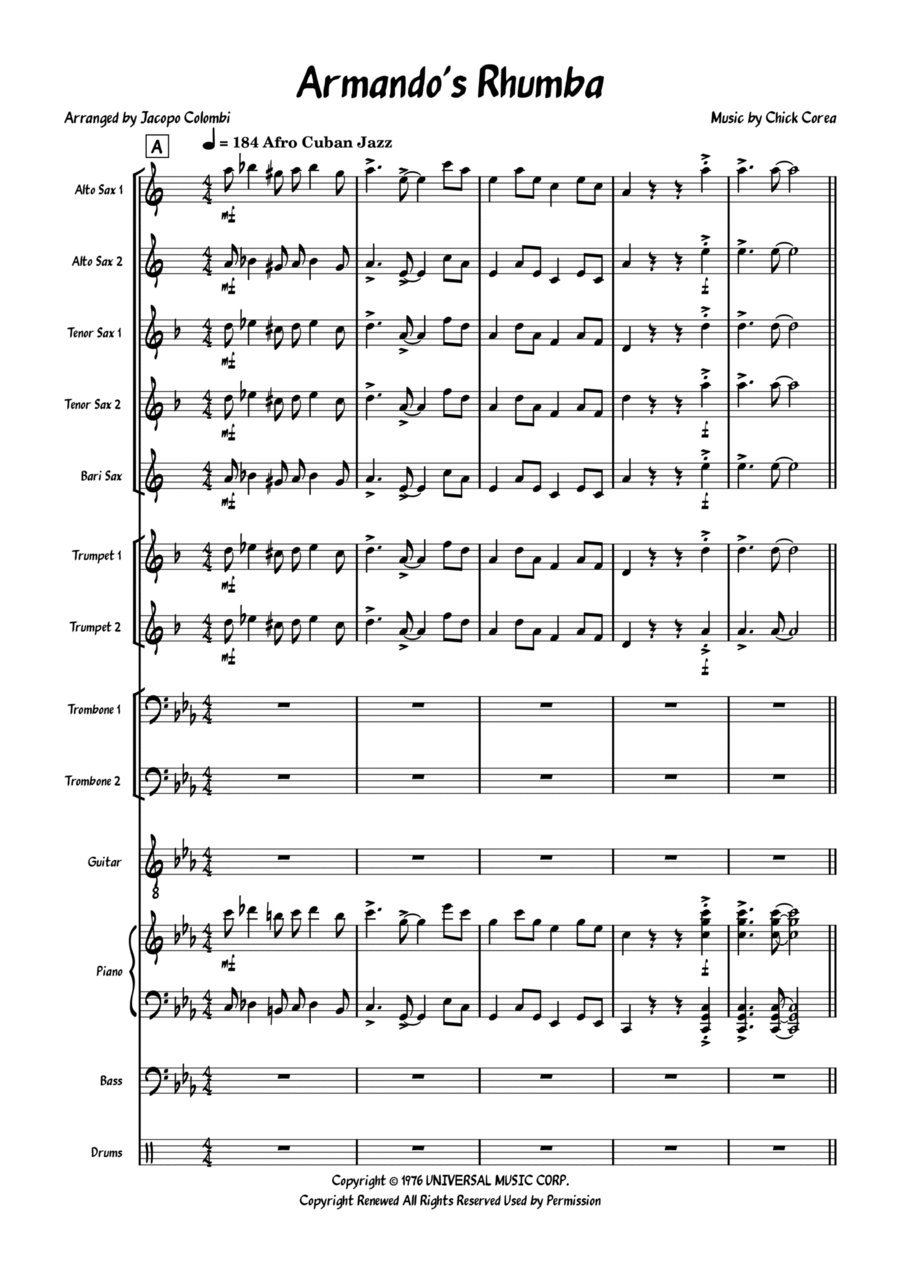 Armando's Rhumba by Chick Corea - Jazz Ensemble - Digital Sheet Music ...