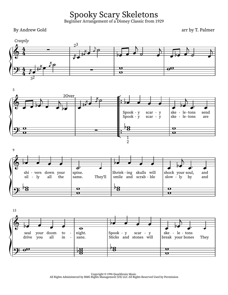 Spooky Scary Skeletons by Andrew Gold - Voice, Piano, Vocal, Easy Piano ...
