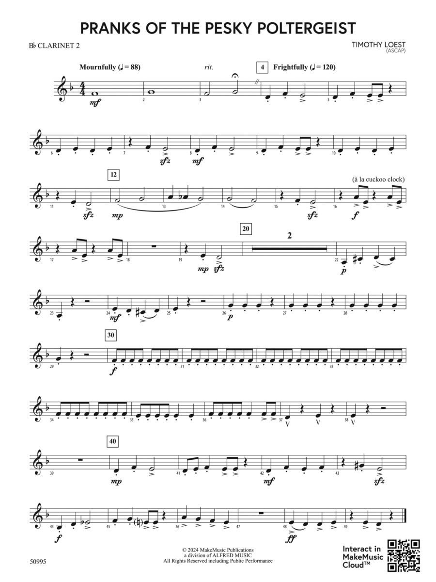 Pranks of the Pesky Poltergeist: 2nd B-flat Clarinet - Concert Band ...