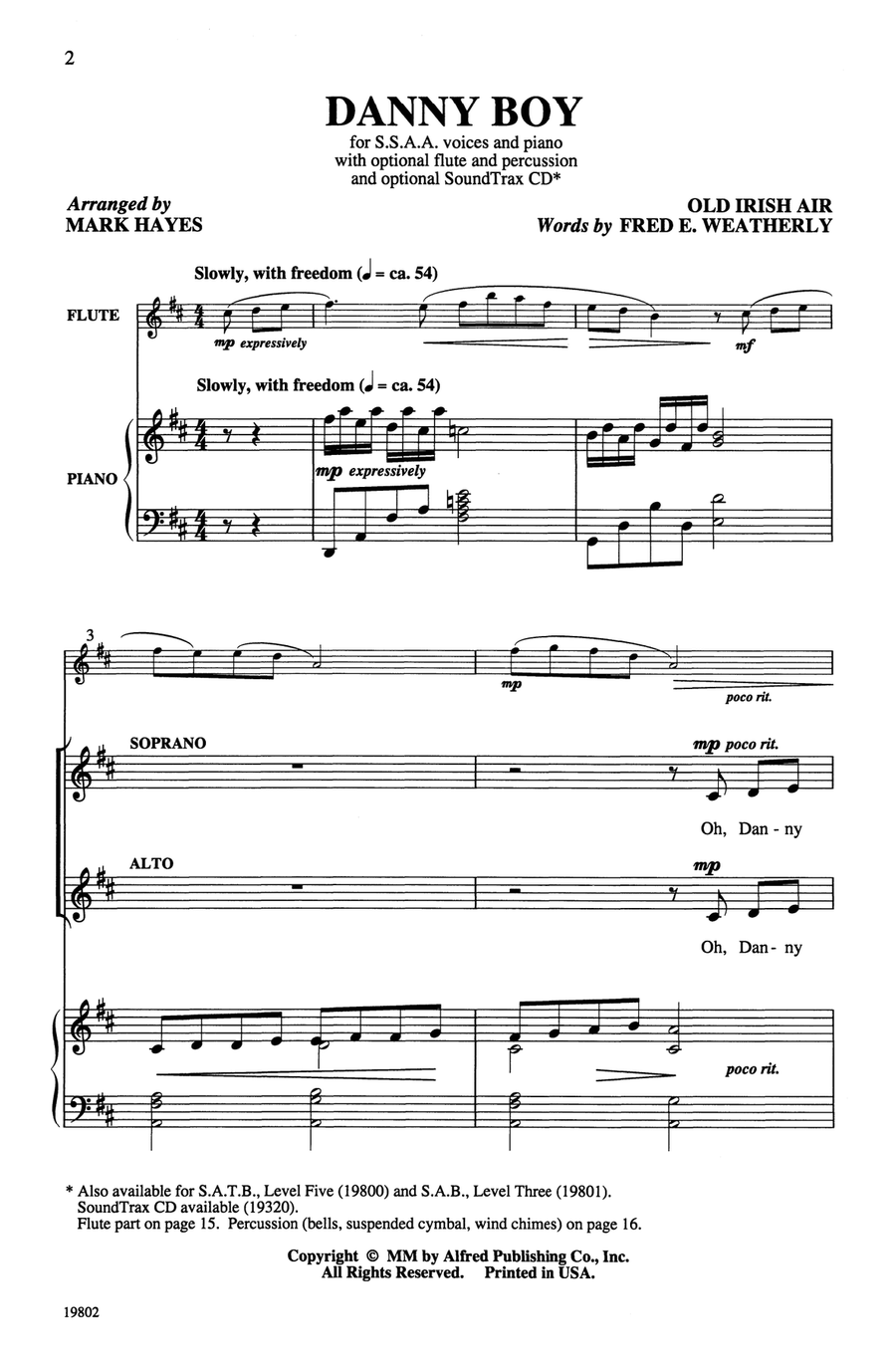 Danny Boy by Mark Hayes - Choir, Choir - Digital Sheet Music | Sheet ...