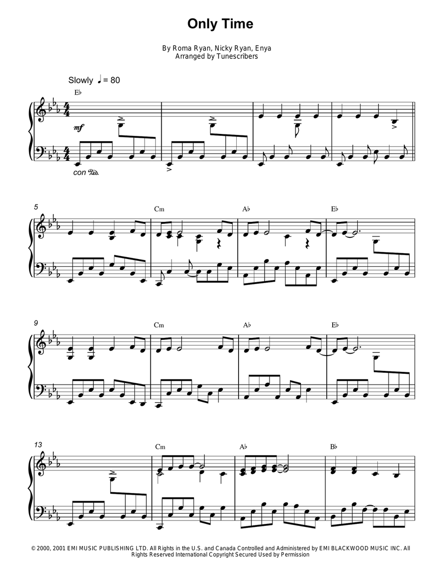 Only Time - Piano Solo - Digital Sheet Music | Sheet Music Plus