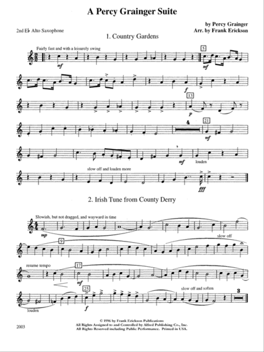 A Percy Grainger Suite: 2nd E-flat Alto Saxophone by Percy Aldridge ...