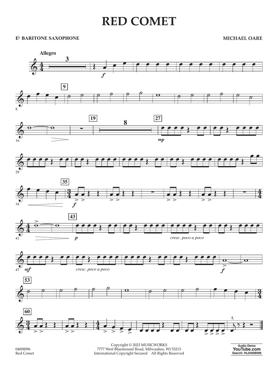 Red Comet Eb Baritone Saxophone By Michael Oare Concert Band