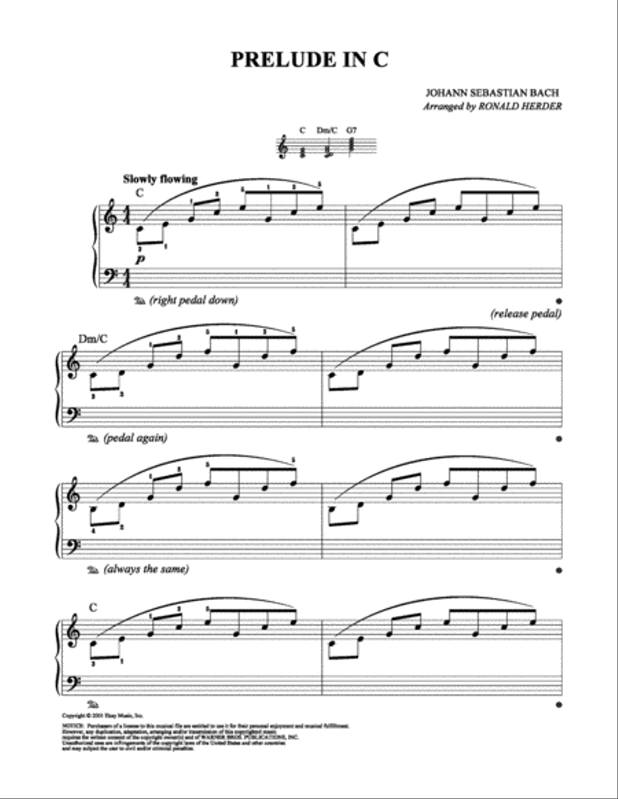 Prelude in C by Johann Sebastian Bach - Easy Piano - Digital Sheet ...