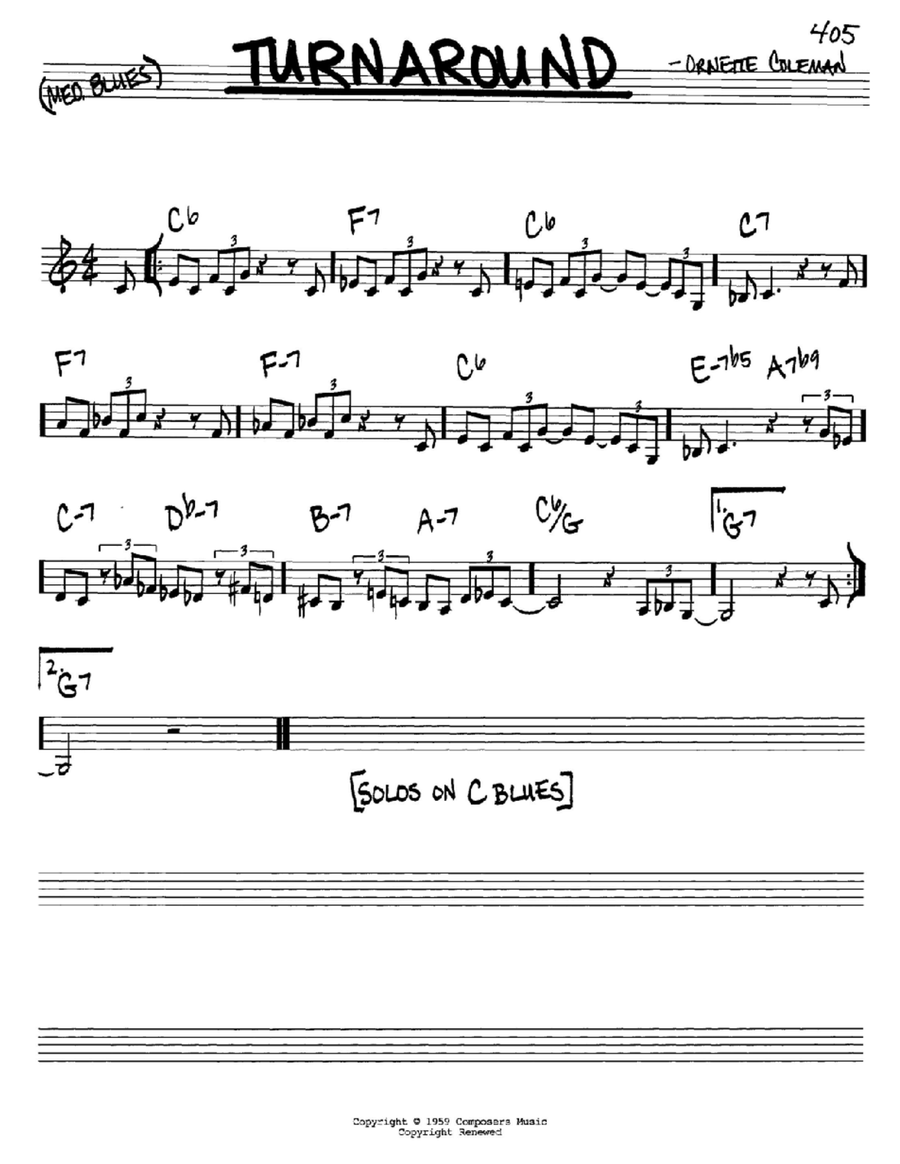 Turnaround - Piano, C Instrument - Digital Sheet Music | Sheet Music Plus