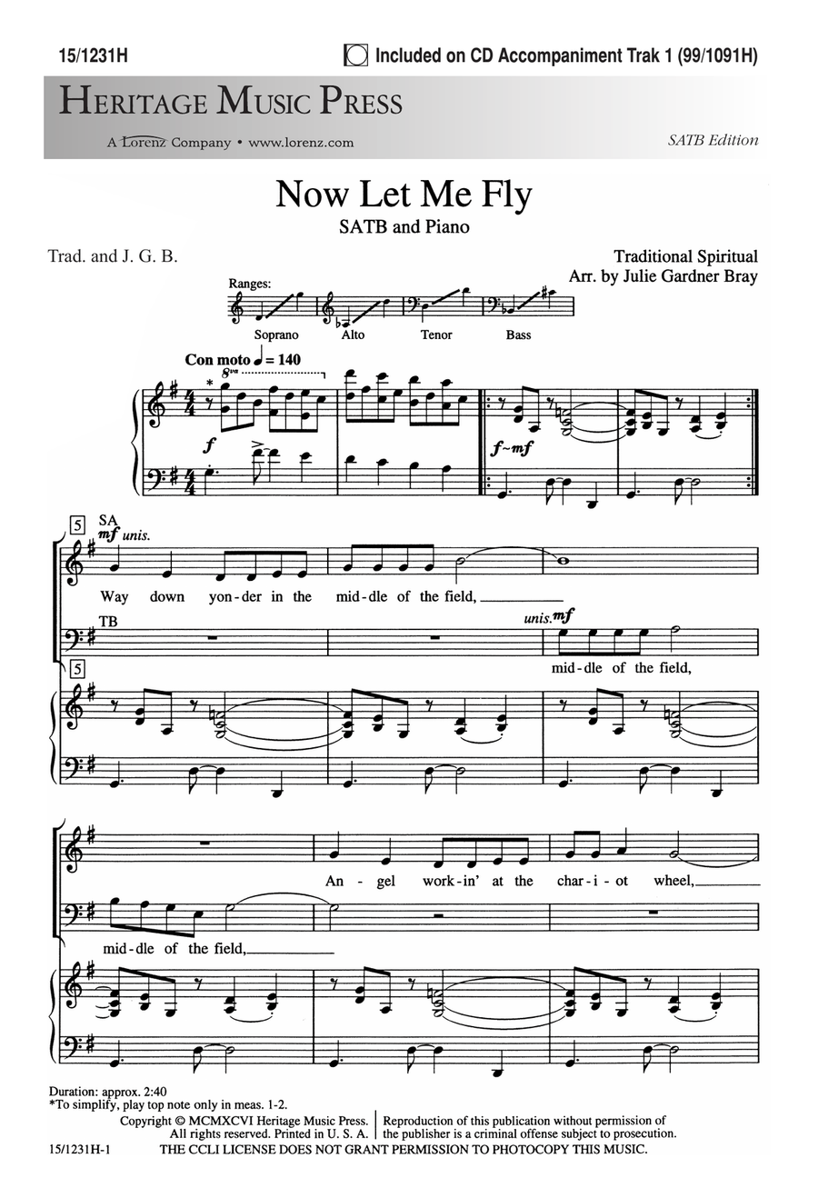 Now Let Me Fly by Julie Gardner Bray - Choir, 4-Part, SATB - Digital ...