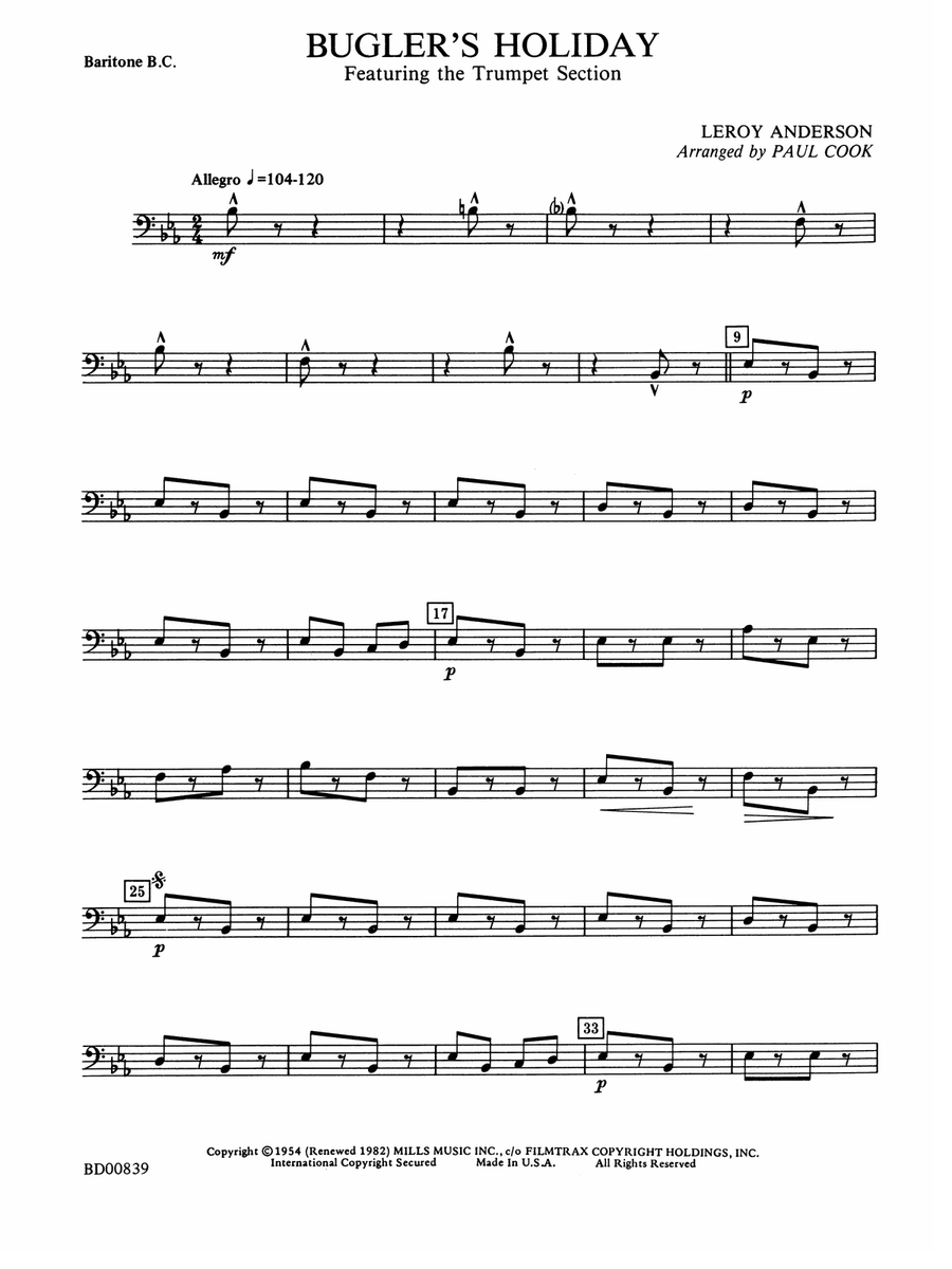 Bugler's Holiday (featuring the Trumpet Section): Baritone B.C. by ...