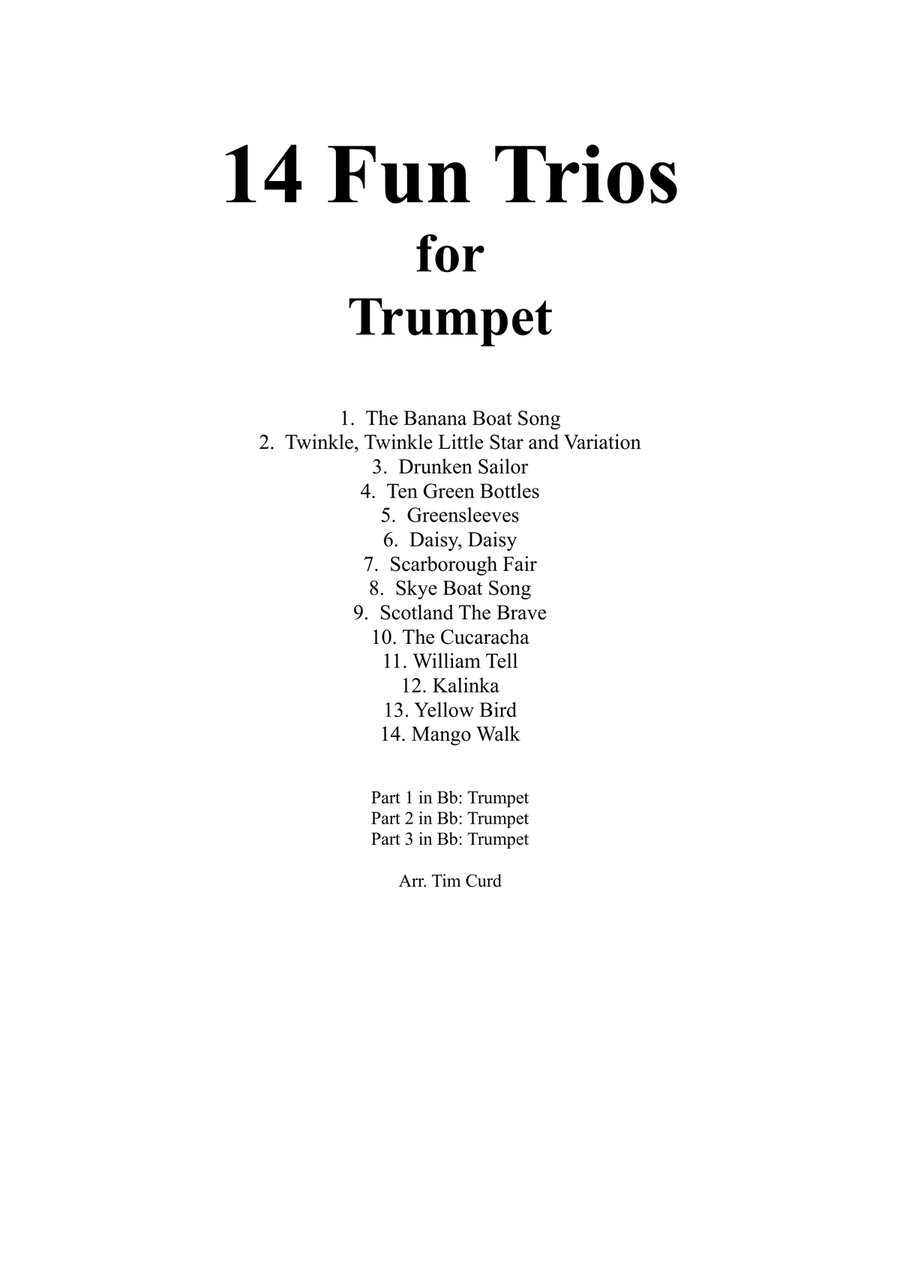 14 Fun Trios For Trumpet by Traditional - Trumpet Trio - Digital Sheet ...