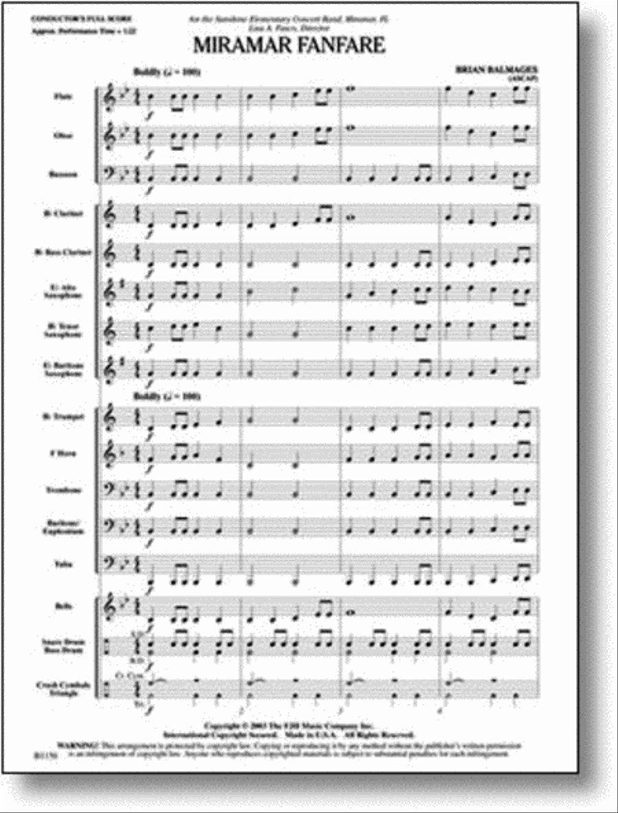 Miramar Fanfare by Brian Balmages - Concert Band - Pre 1 Sheet Music ...
