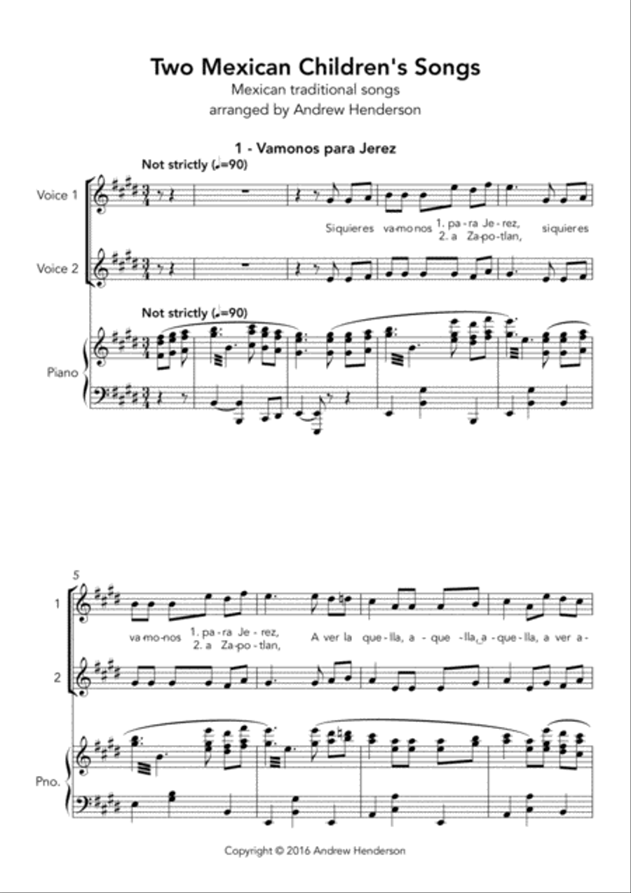 Two Mexican children's songs (vocal duet and piano) - SA - Digital ...