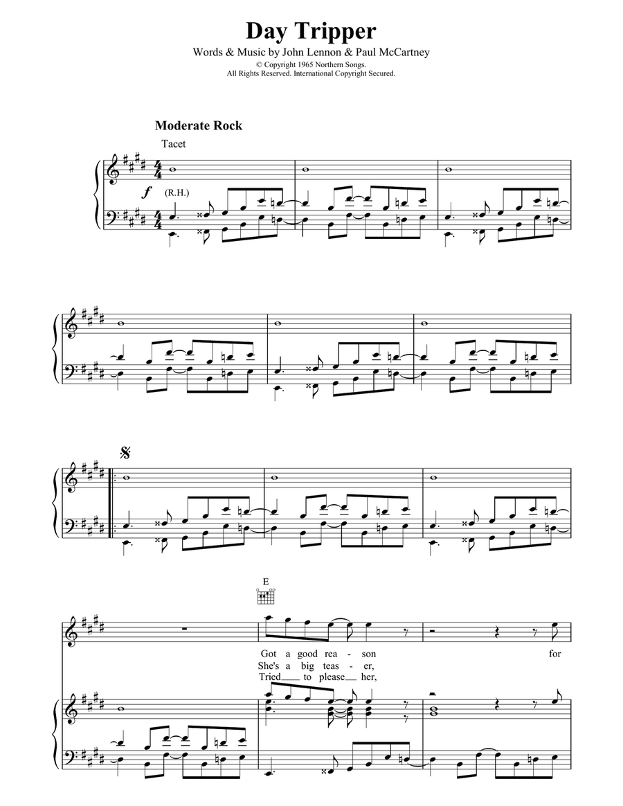 Day Tripper by The Beatles - Piano, Vocal, Guitar - Digital Sheet Music ...